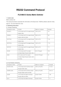 RS232 Command Protocol of FLD-MAX-S Series Matrix Switcher